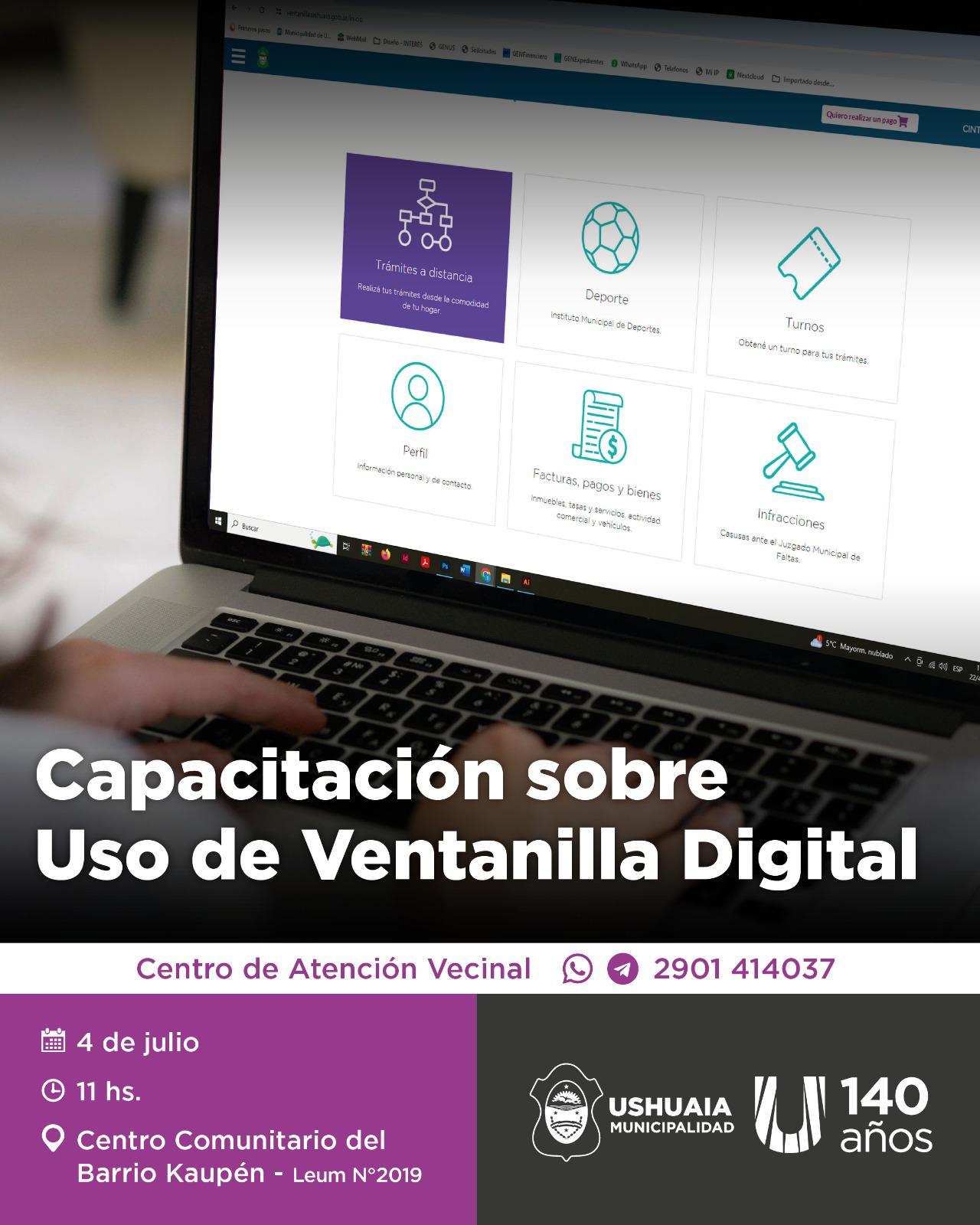 CAPACITARÁN A VECINOS DE USHUAIA EN EL USO DE LA VENTANILLA DIGITAL MUNICIPAL